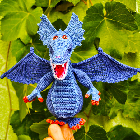 Crochet Advanced Blue Dragon Amigurumi PDF Pattern