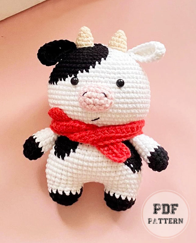 Little Cow With Scarf Free Crochet PDF Pattern