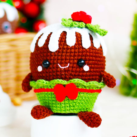 Christmas pudding cupcake Ornament Croceht PDF Pattern