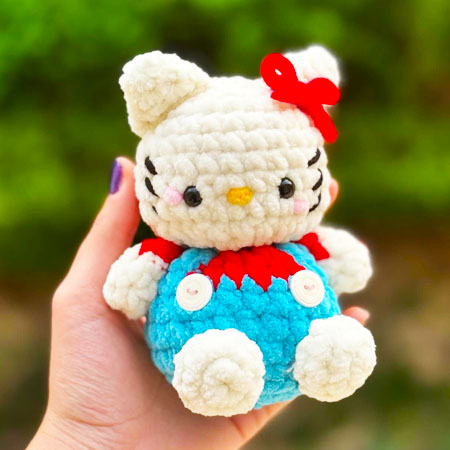 Plush Hello Kitty in Overalls PDF Pattern